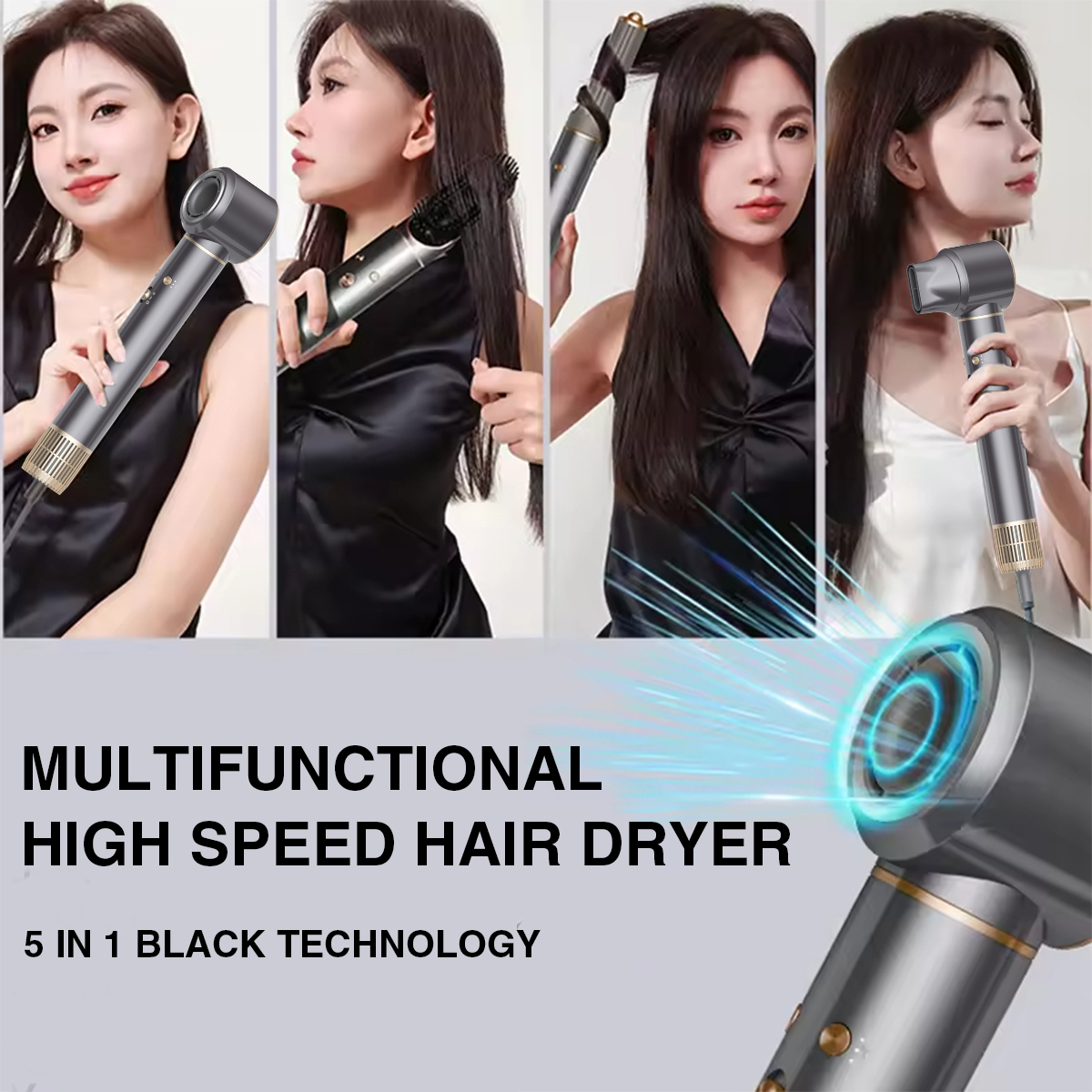 Mifier HD02 PRO- 5 in 1 High Speed Hair Dryer Negative Ionic Blow Dryer ...