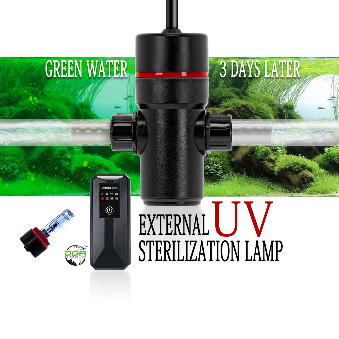 VOONLINE External UV Sterilization Lamp Remove Green Water（鱼缸紫外置灭菌灯鱼池杀菌除藻灯） | Shopee Malaysia