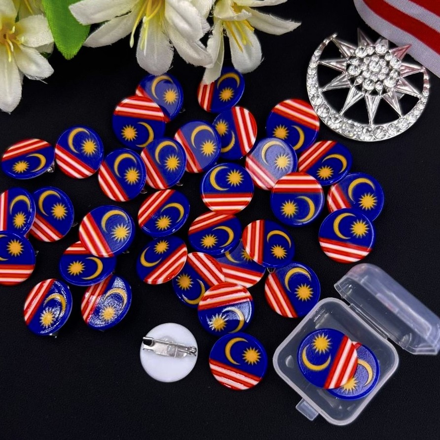 Elegant Brooch Pin Bendera Malaysia Merdeka & Brooch Bunga Raya ...