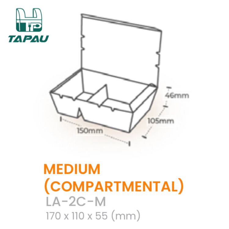 TAPAU - Medium BROWN Paper Lunch Box with 2 Compartment (50pcs±)/Bekas ...