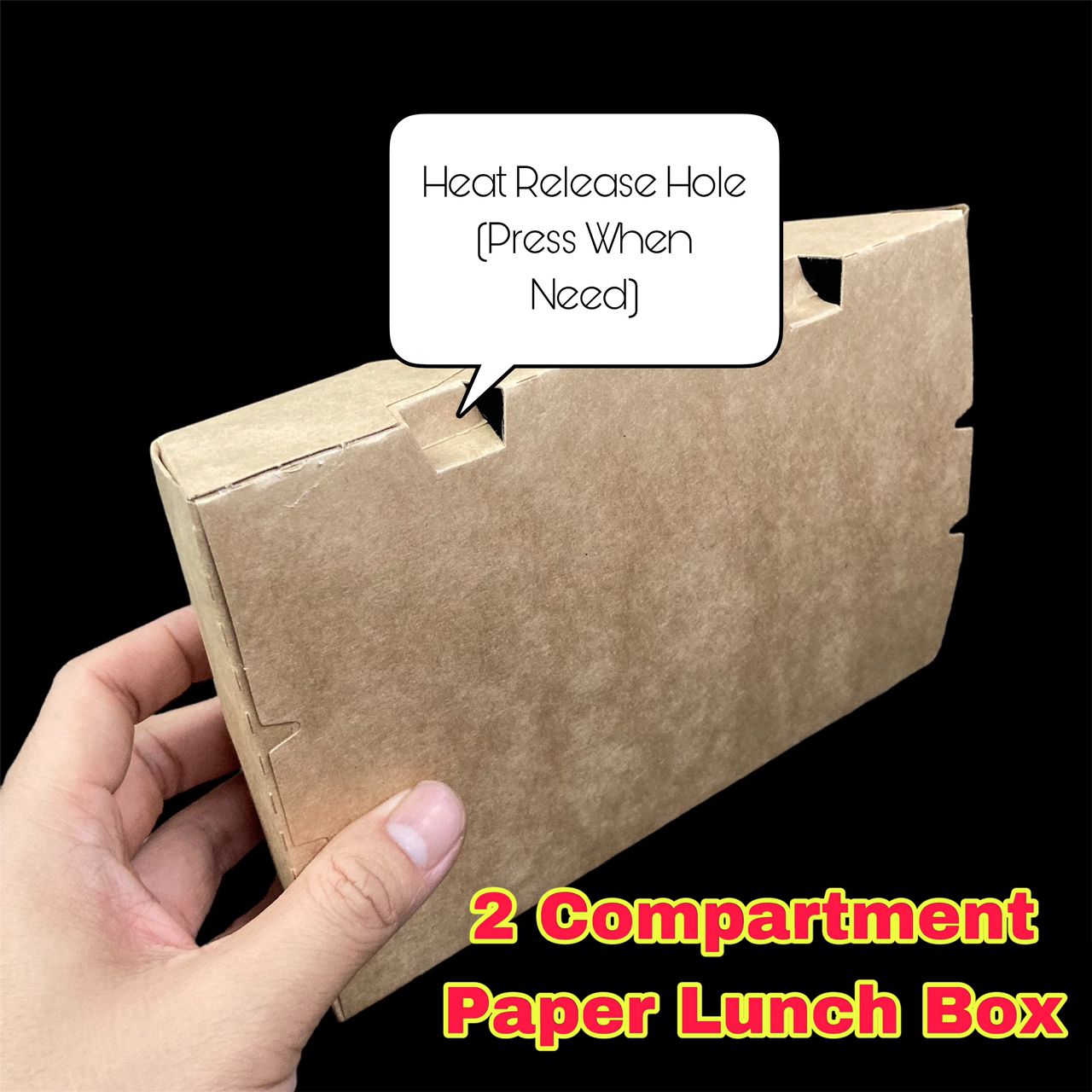 TAPAU - Medium BROWN Paper Lunch Box with 2 Compartment (50pcs±)/Bekas ...