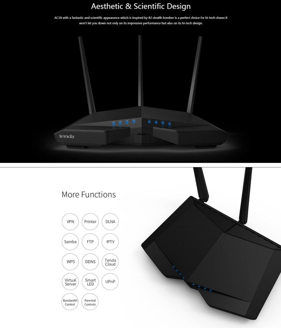 Tenda AC18 AC1900 Wireless UniFi Maxis Time Fiber TD-AC18 Smart Dual ...