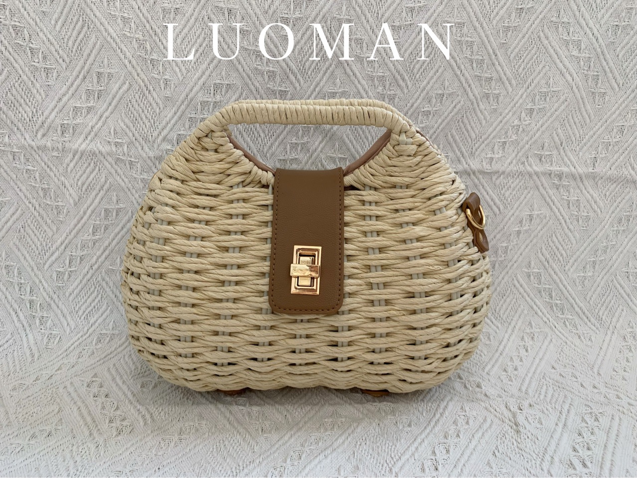 Korean Stylo Woven Knitted Beg Rotan Woman Rattan Sling Bag Handbag ...