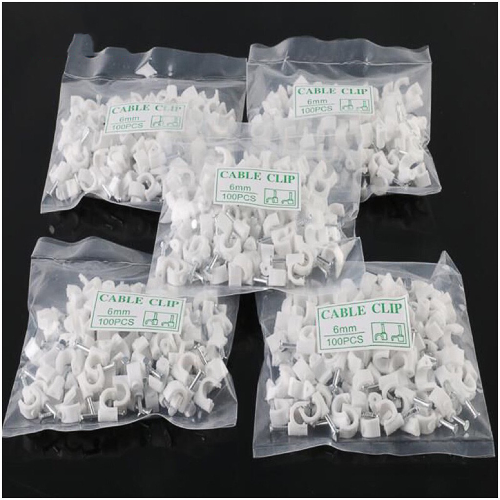 3 bag Klip Pemegang Kawat Kabel PVC Klip / PVC Cable Clip Wire Holder ...
