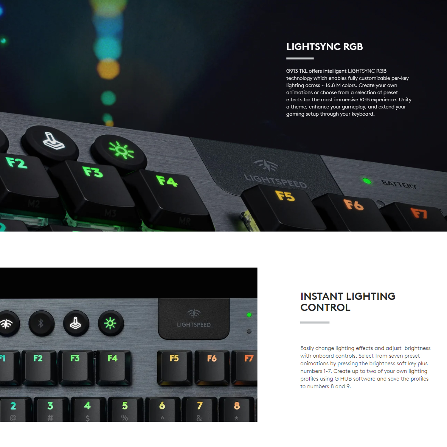 Logitech G913 TKL Tenkeyless Lightspeed Wireless RGB Mechanical Gaming ...