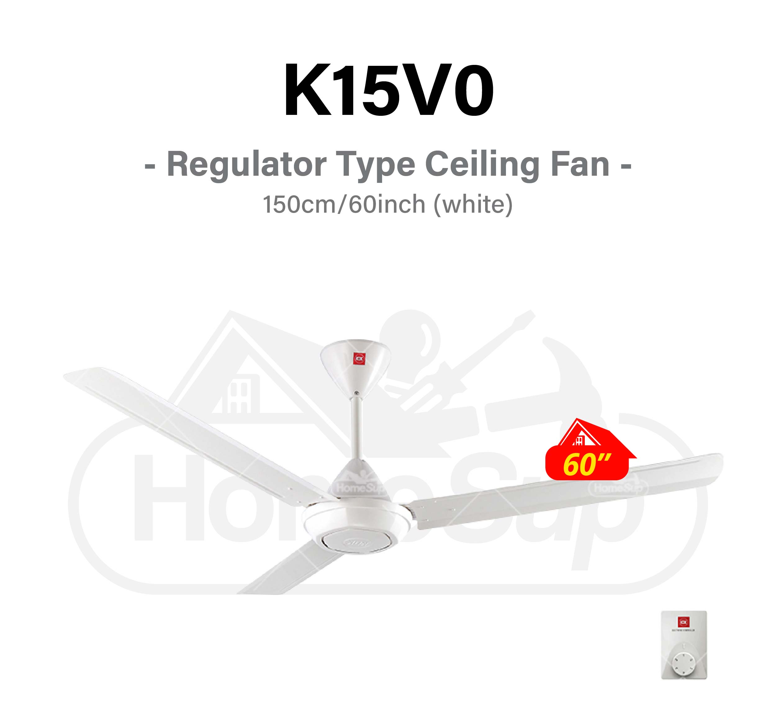 KDK K15v0 Ceiling Fan – 60 Inch Metal Blade, Regulator, White, Twin ...