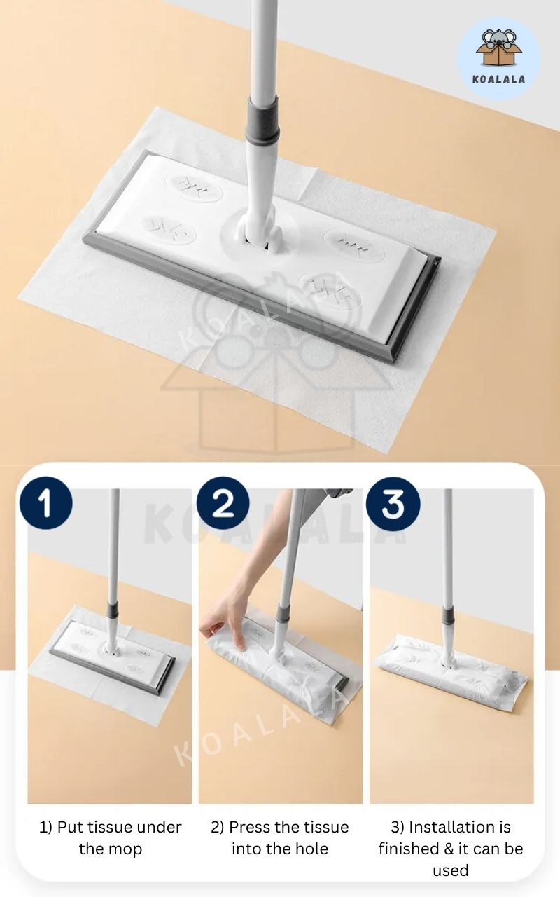 Electrostatic Flat Mop Tisu Pengelap Lantai Mop Tisu Dust Removal Paper ...