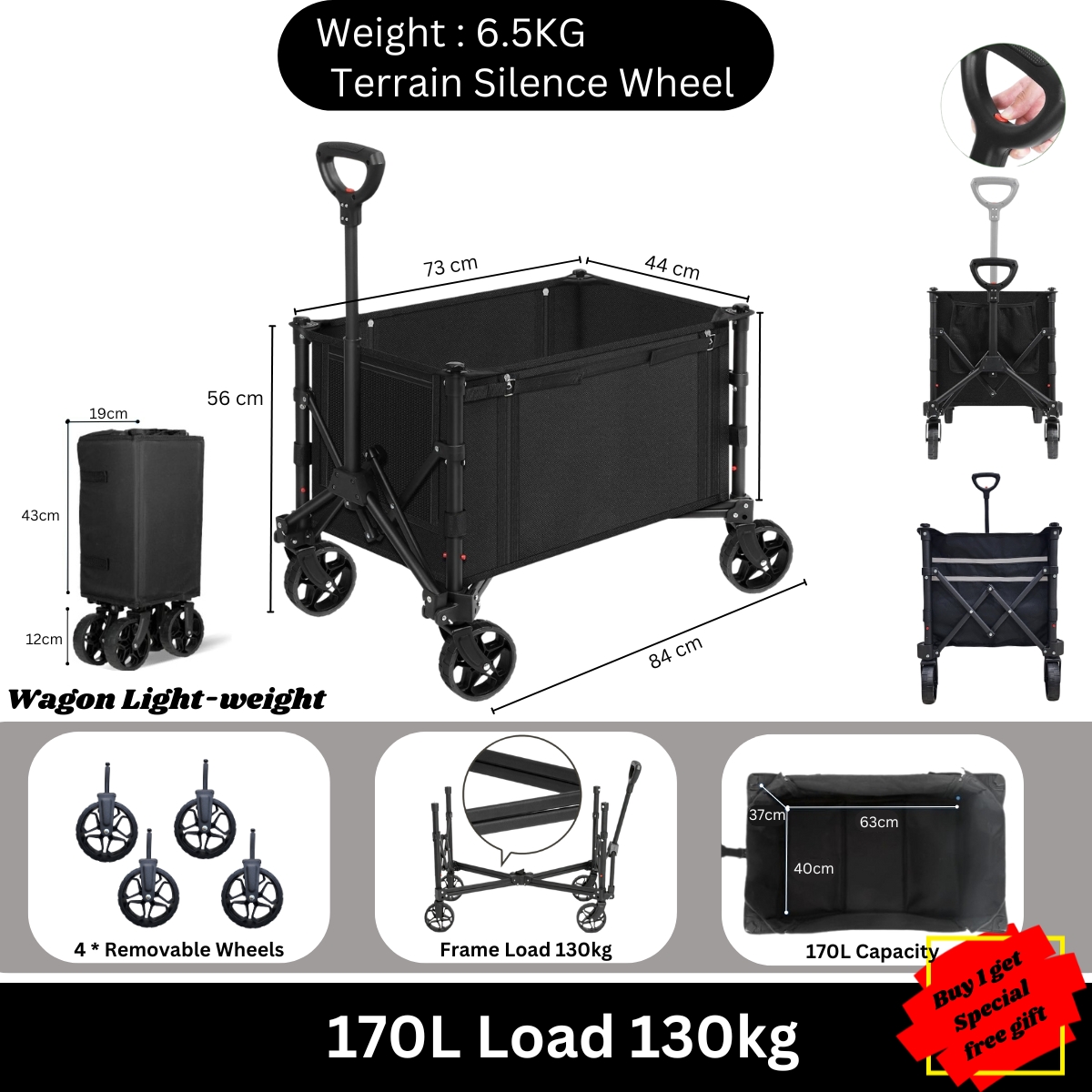 Wagon Trolley Outdoor Foldable Wagon Camping Wagon Trolley Heavy Duty ...