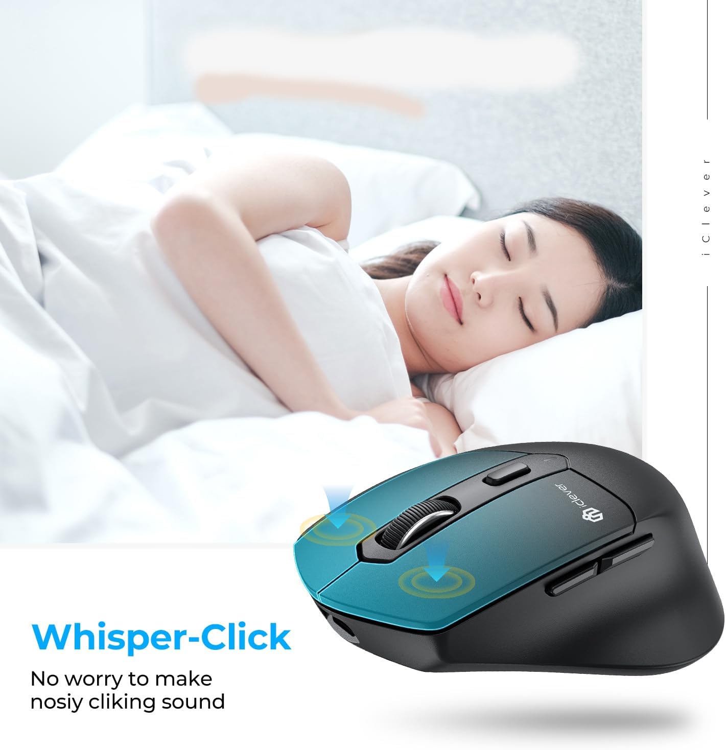 iClever Mouse MD360 Type C Rechargeable Wireless Bluetooth Mouse, Dual ...