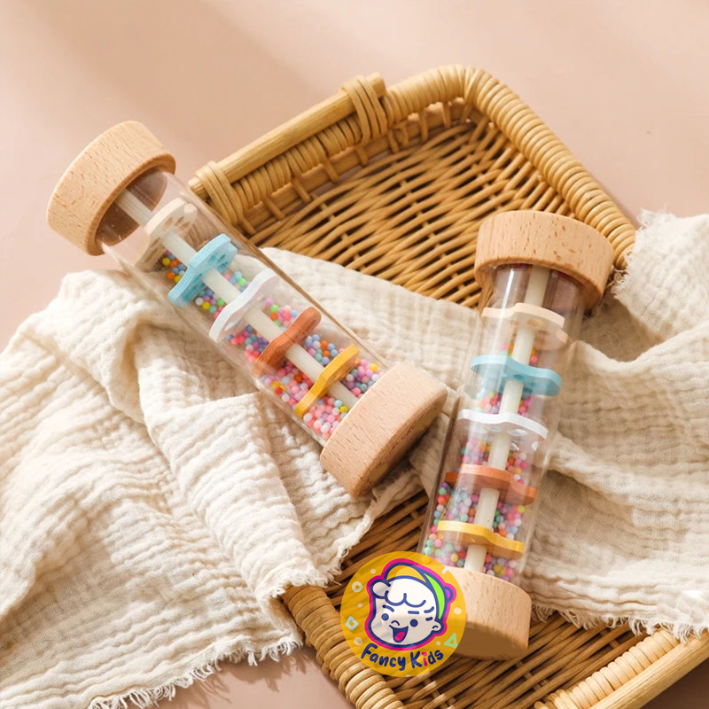 Wooden Rainbow Rainmaker Toy/Baby Sensory Development Toy/Rattle Shaker ...