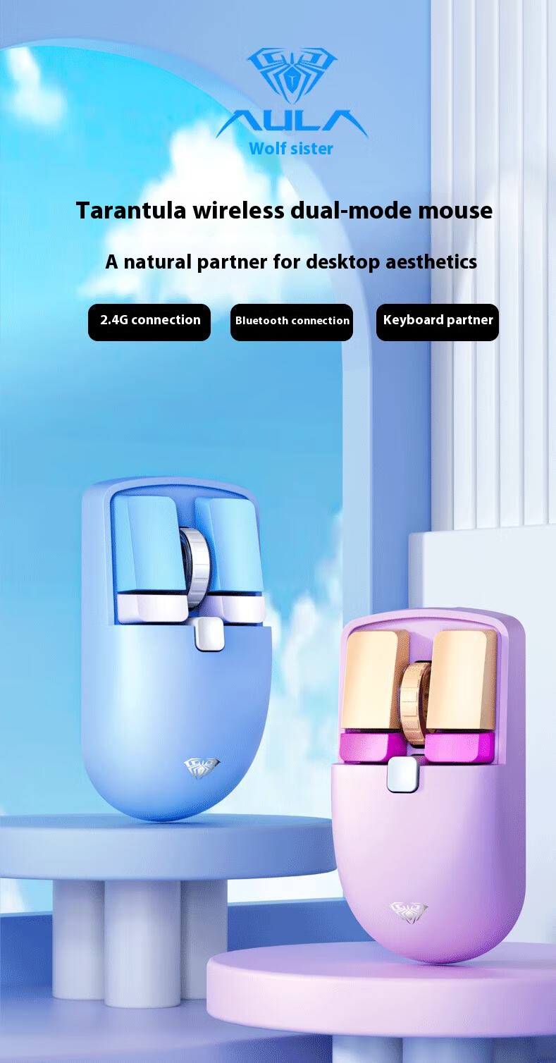 AULA SC320 Dual-mode 2.4G Bluetooth Mini Wireless Mouse Rechargeable ...
