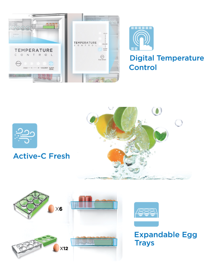 Midea 200L/240L/280L/400L 2 Door Inverter Refrigerator MDRT268MTB28 ...