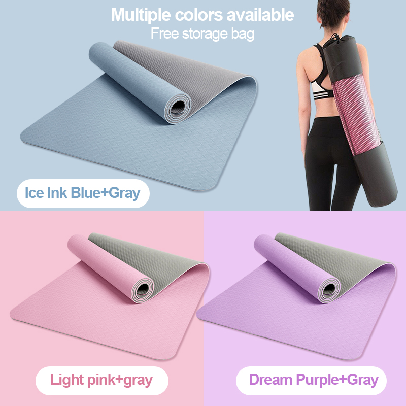 Thick TPE Yoga Mat Non Slip Carpet Mat Fitness Gym Mats Yoga Mat 6MM ...