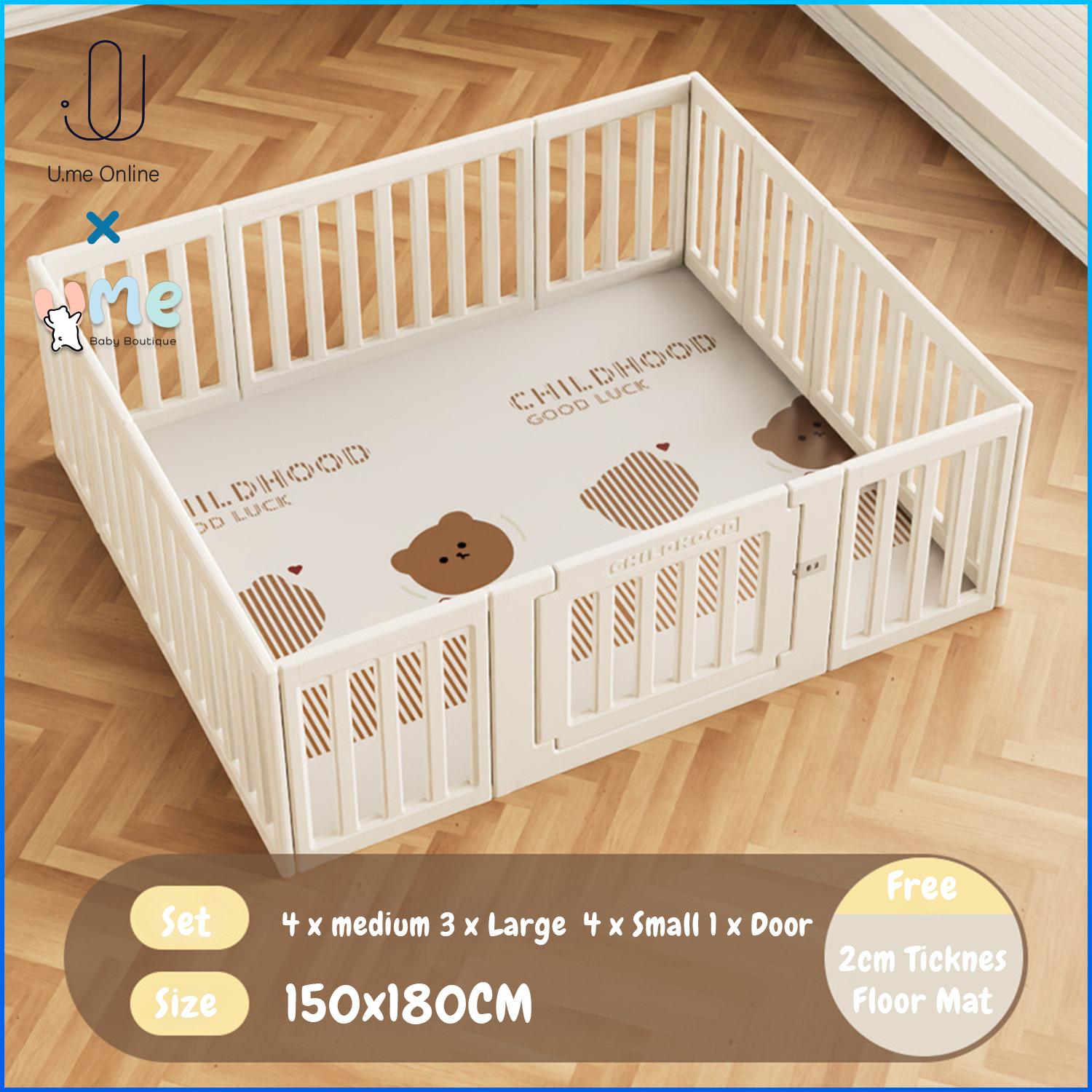 Ume Baby Children's Fence Safe Simple Minimalist Design Pagar Kanak ...