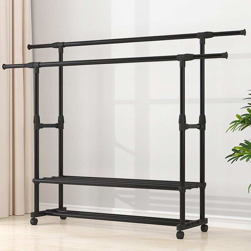 𝟵𝟬 - 𝟭𝟱𝟬𝗖𝗠 》Extractable Double Pole Clothes Hanging Rack Garment Drying ...