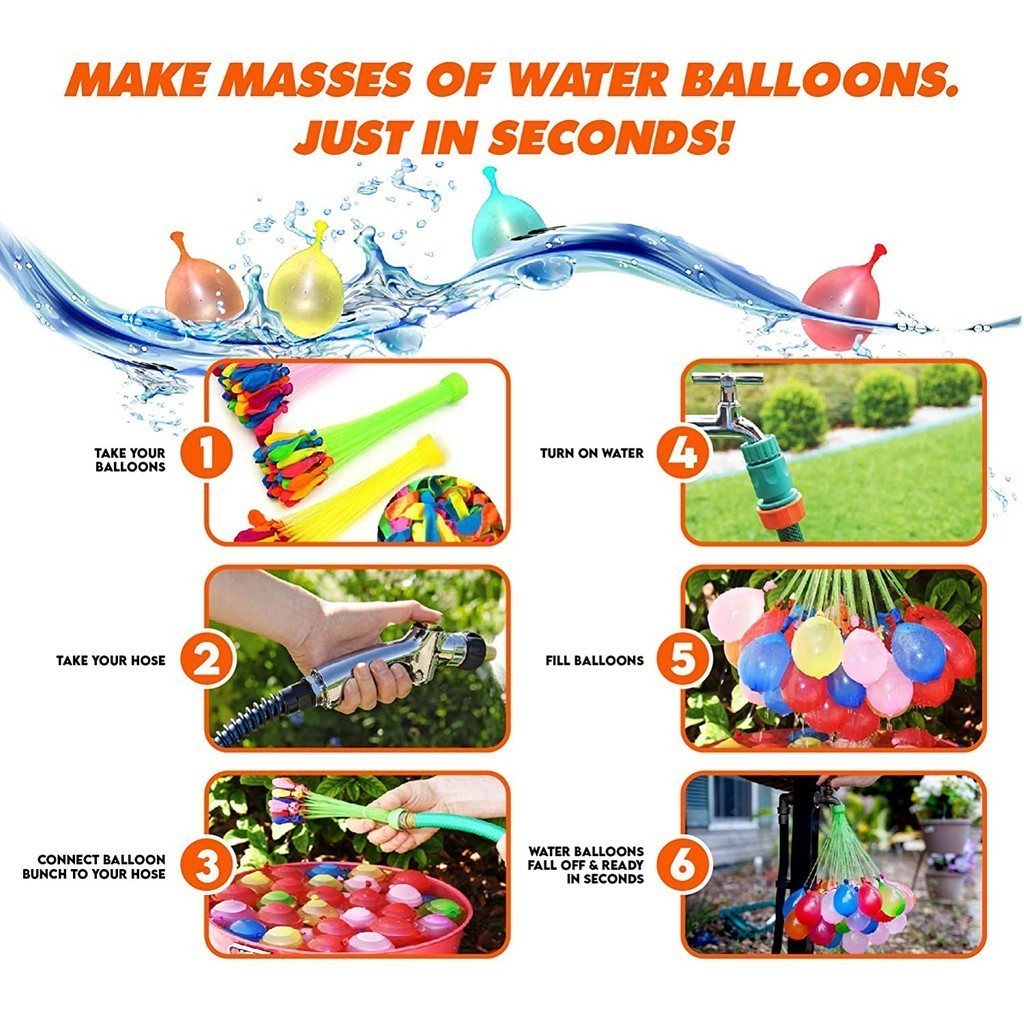 111Pcs Magic Water Balloon Self-Sealing Water Bomb Kids Balloon Outdoor ...