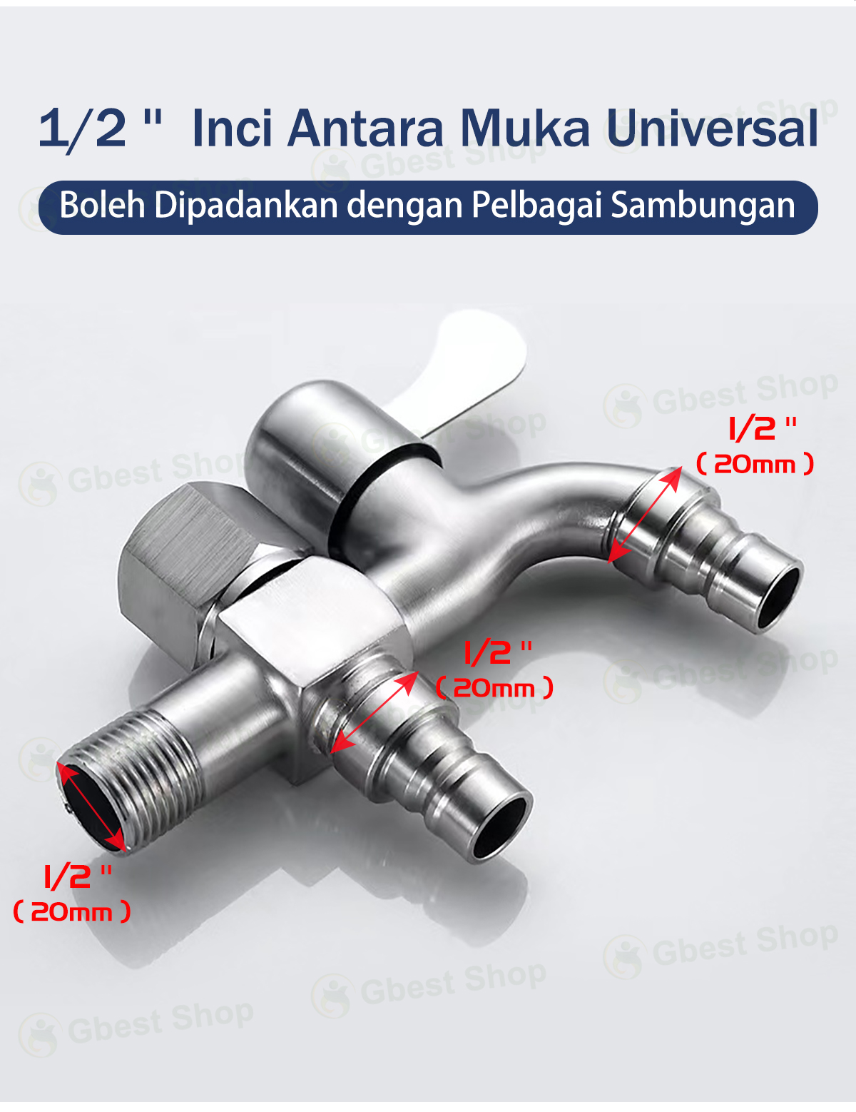 Stainless Steel Two way garden water tap double head Kitchen Bathroom ...