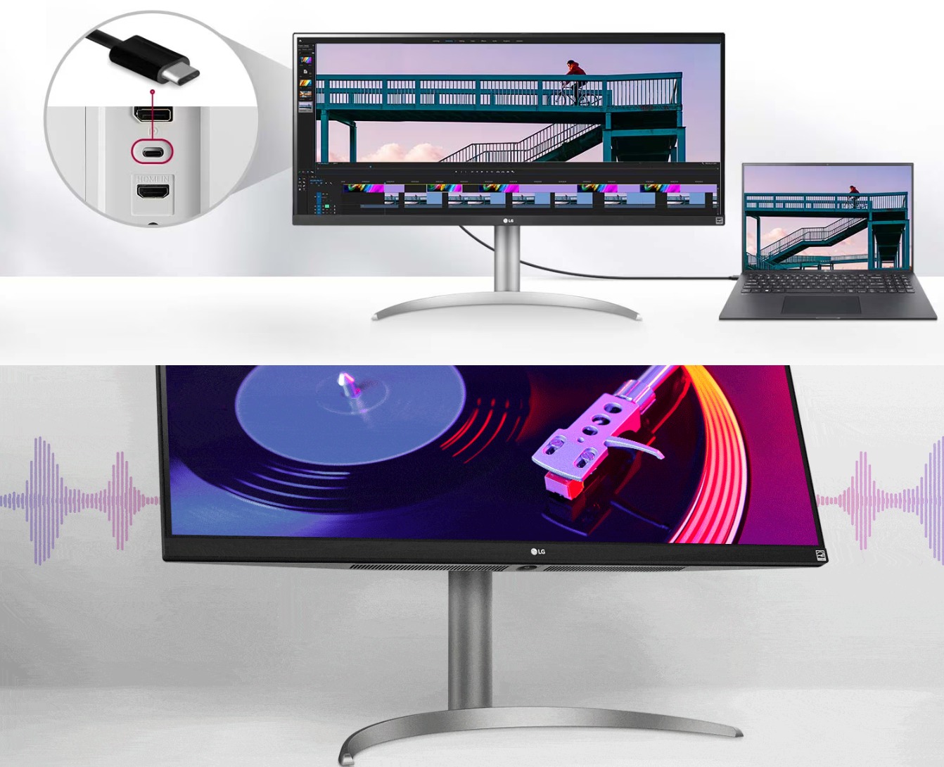 LG 34" UltraWide 34WQ650 Monitor FHD Vesa DisplayHDR400 FreeSync IPS ...