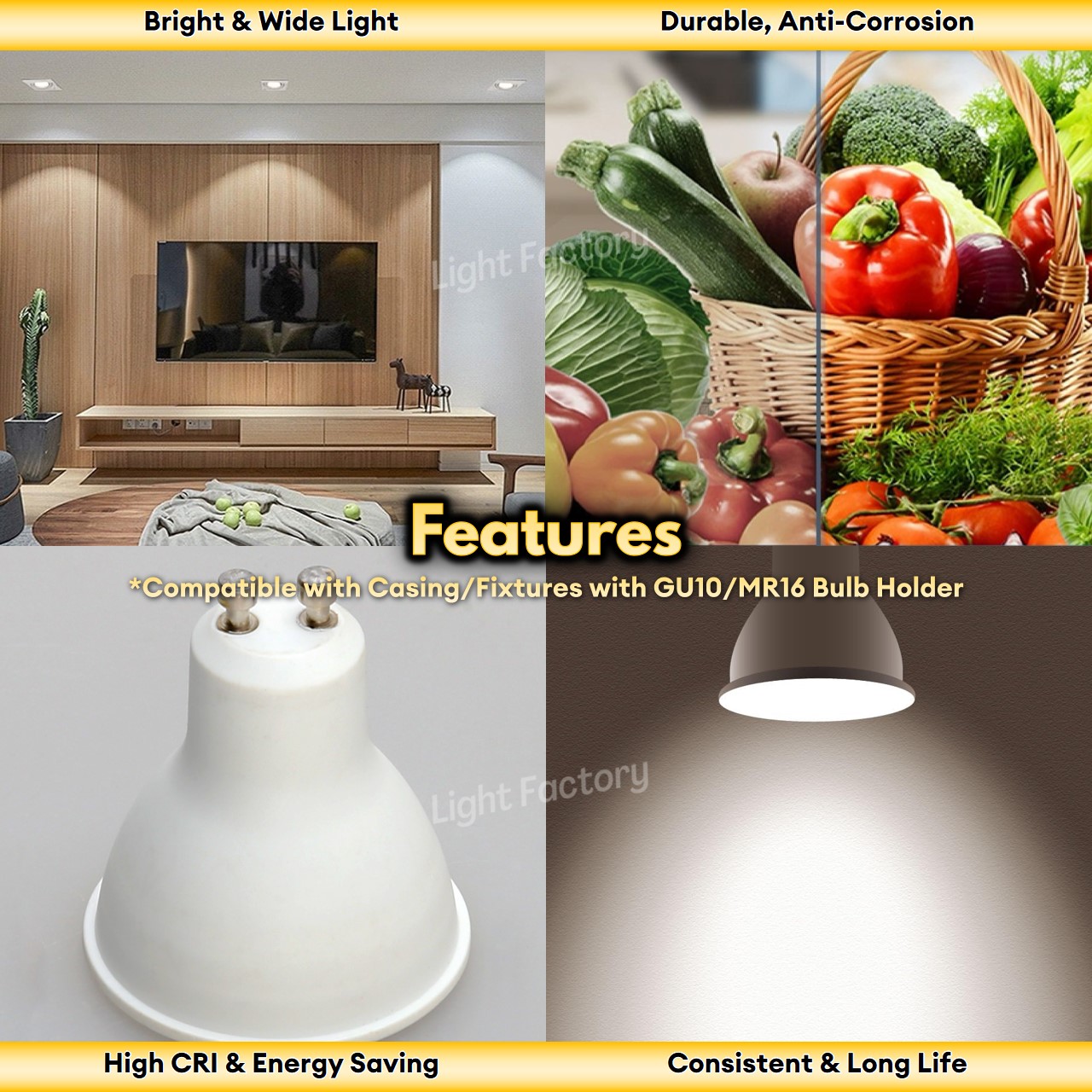 [PREMIUM] HIGH QUALITY FSL GU10 MR16 LED Bulb Eyeball Spotlight 5W 7W ...
