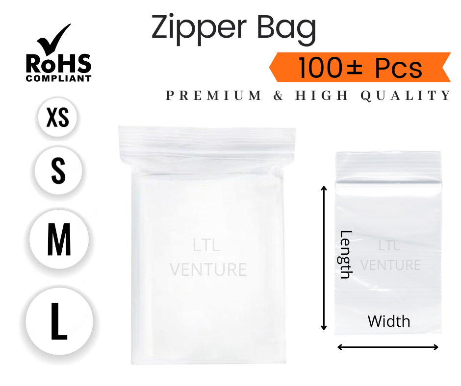 Small&Medium Zipper Bag LDPE Ziplock Flat Clear Plastic Transparent 1 ...
