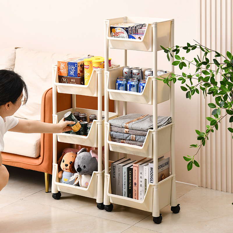 Bookshelf Storage Trolley With Wheels Multi-Layer Movable Book Shelf ...