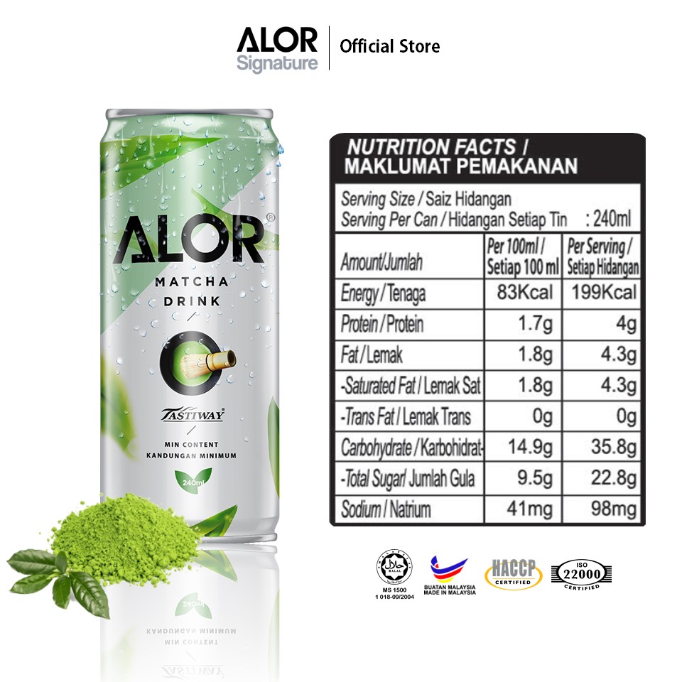 ALOR Ready to Drink Matcha Latte 240ml ( 1 can )- New Stock | Shopee ...
