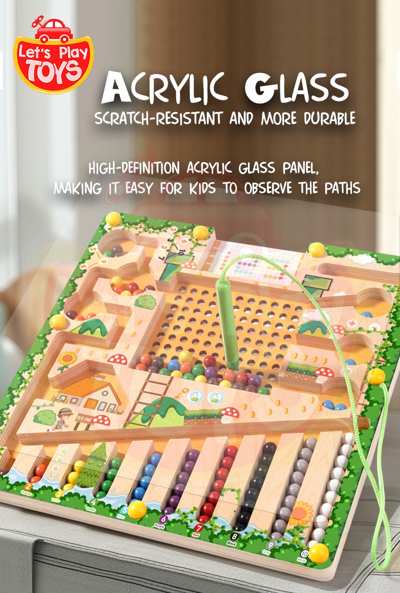 Magnetic Color & Number Bead Maze Puzzle Board Preschool Learning ...