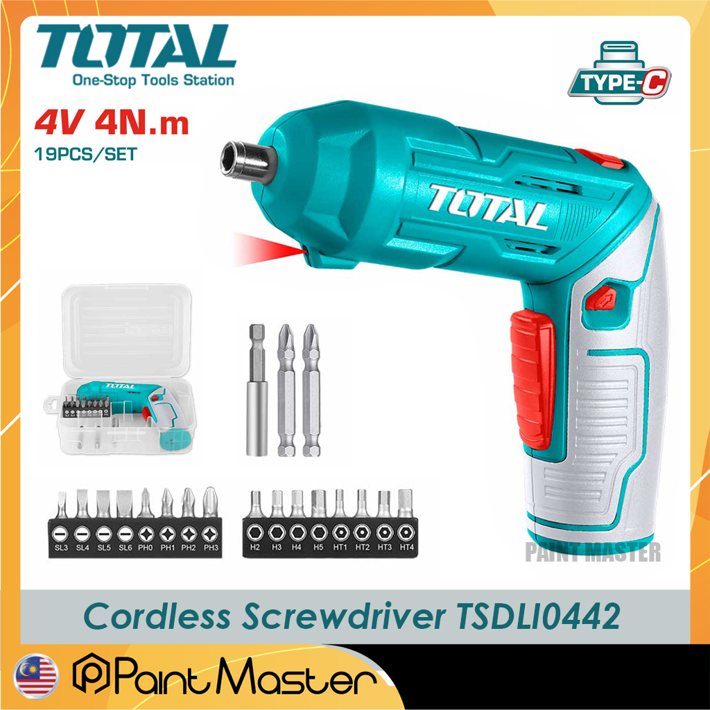 TOTAL Li-Ion Cordless Screwdriver (4V) TSDLI0442 (Replace Model TSDLI0402) | Shopee Malaysia