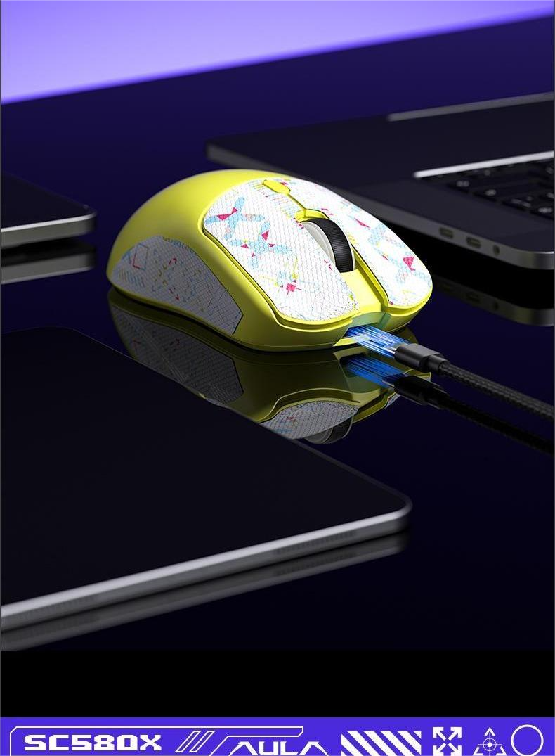 AULA SC580X Gaming Mouse 3 Mode 2.4G USB Bluetooth Wireless Mouse ...
