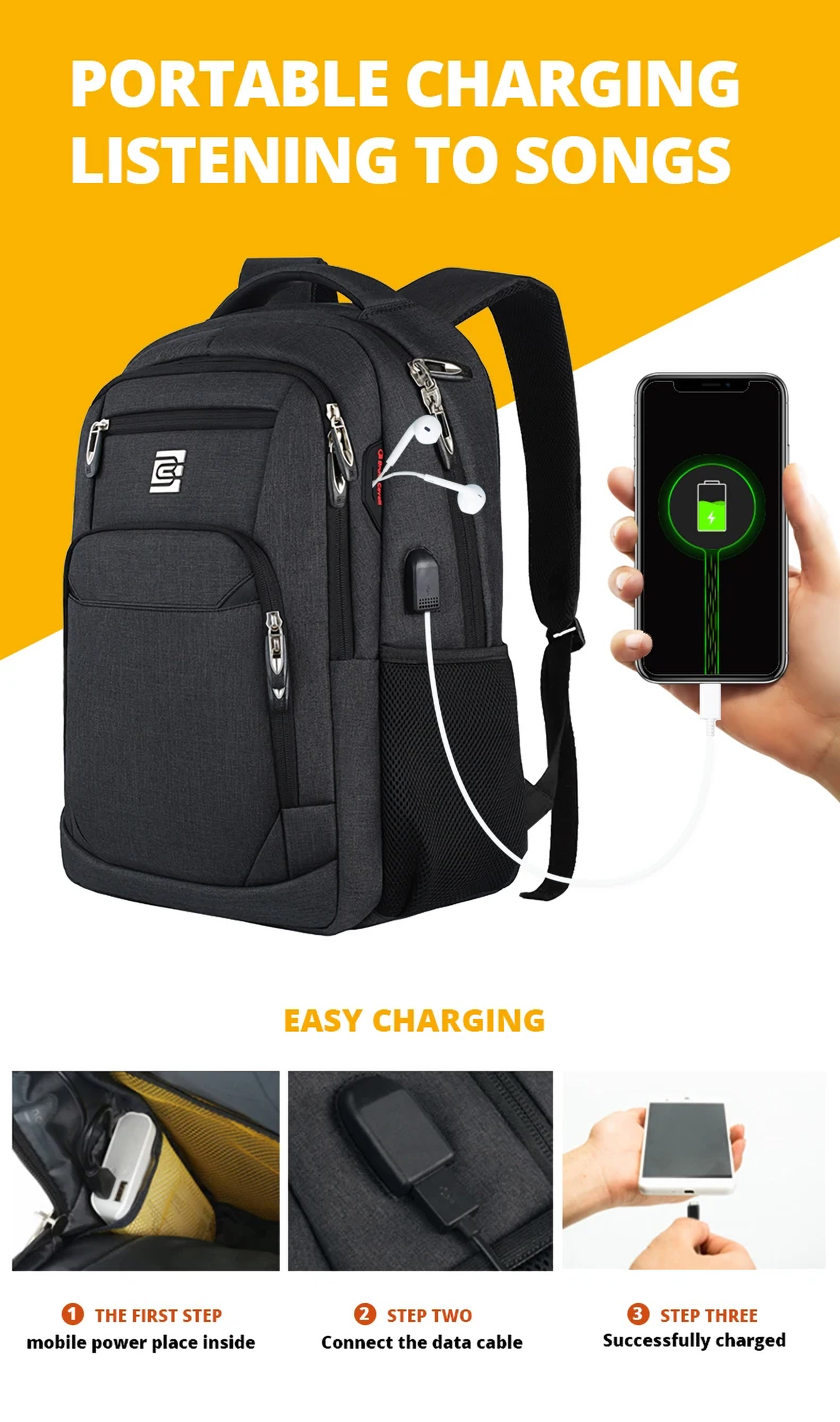 BRUNO CAVALLI Multifunctional 16" Laptop Computer Backpack Water ...
