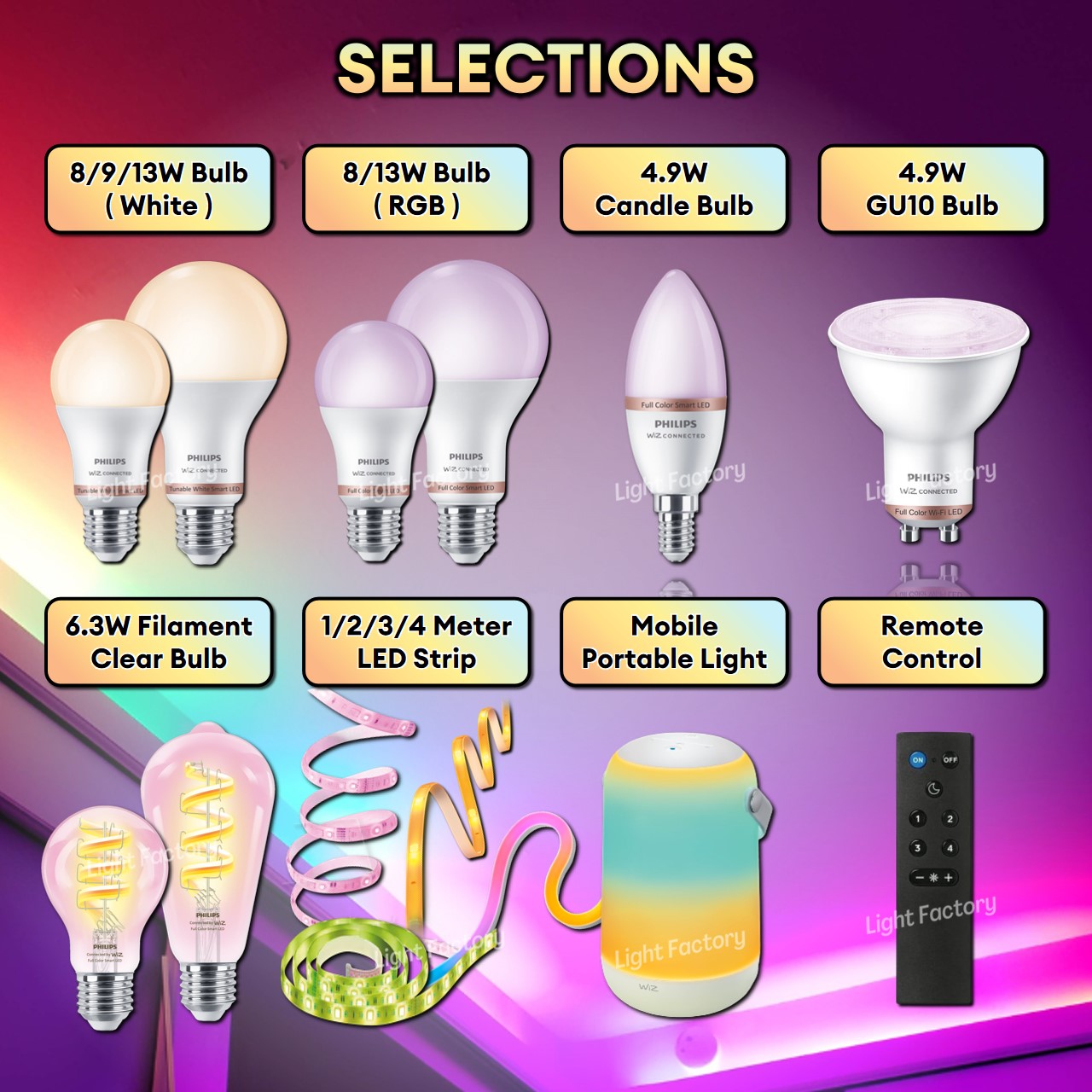 PHILIPS Wiz Tunable White | 3 Color Smart Bulb E27 E14 GU10 LED Bulb Downlight Ceiling Lamp Plug ...