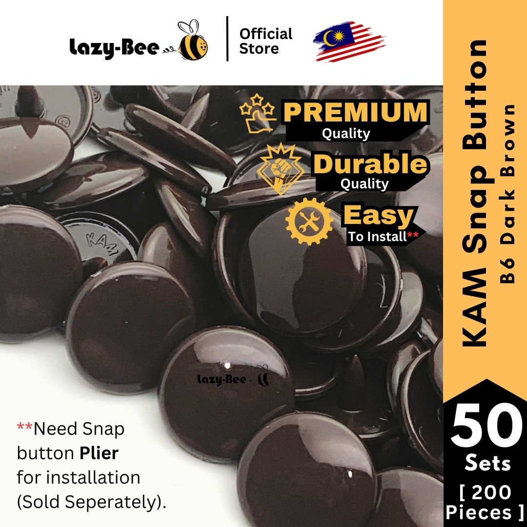 LAZY BEE B06 Dark Brown 50 Set 200 pcs T3 T5 T8 KAM Snap Button Plastic ...