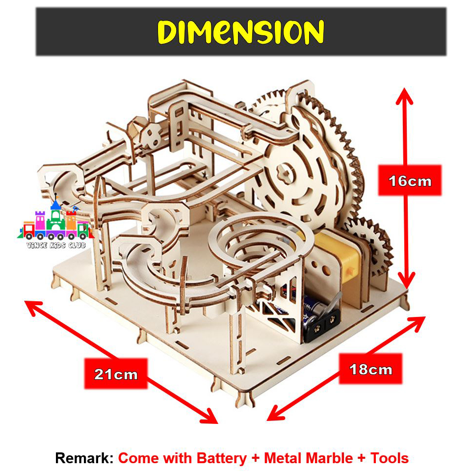 Set DIY Larian Guli Kayu DIY Wooden Marble Run Kit 3D Wooden Puzzle ...