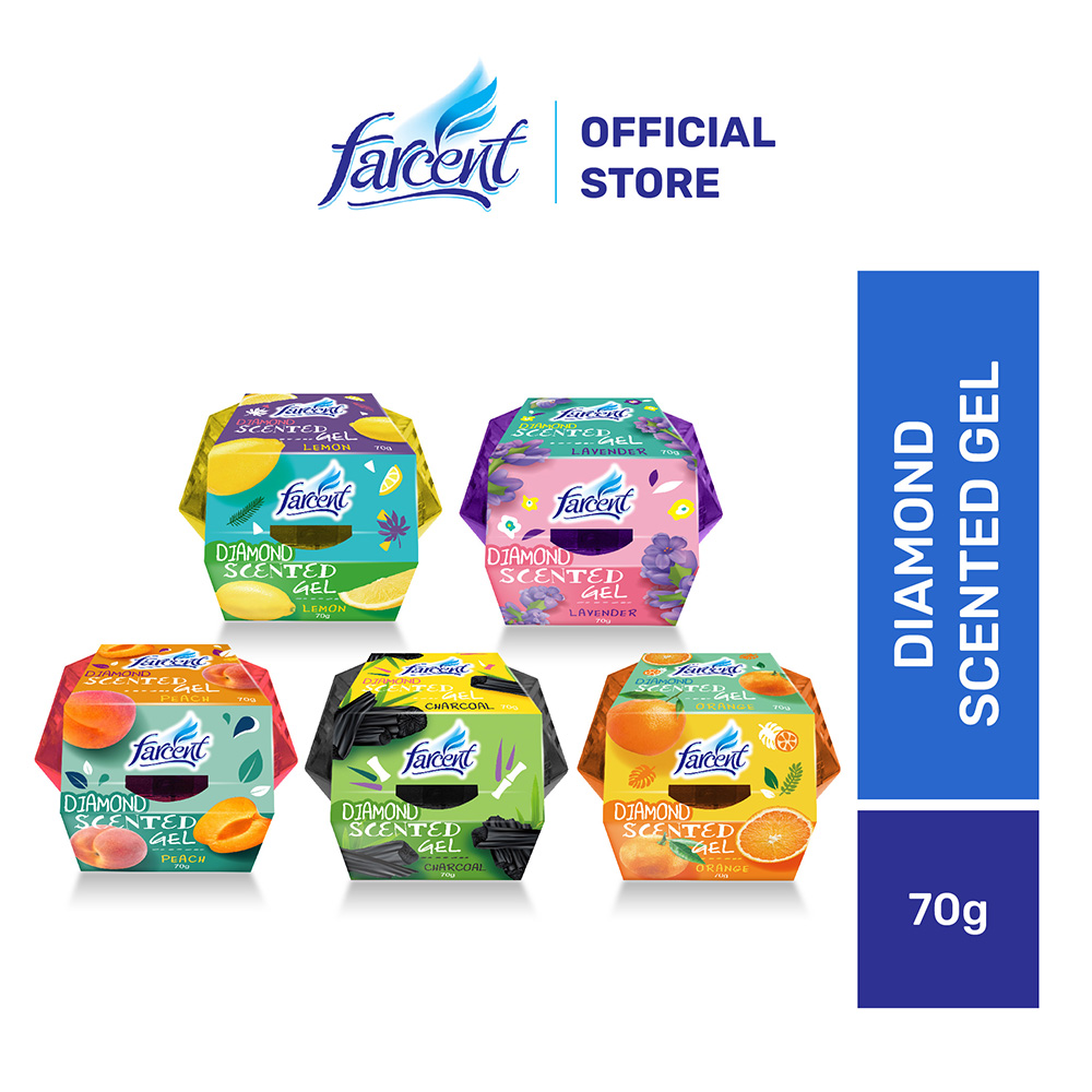 Farcent Scented Gel Diamond Air Freshener- Charcoal / Peach/ Lavender ...