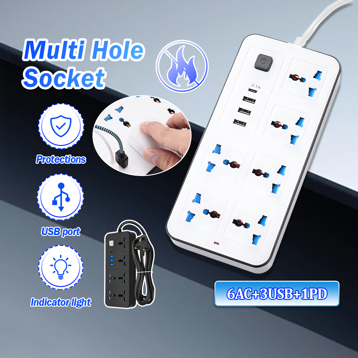 Power Socket USB Port Conversion Socket Extension Cord Universal Power ...