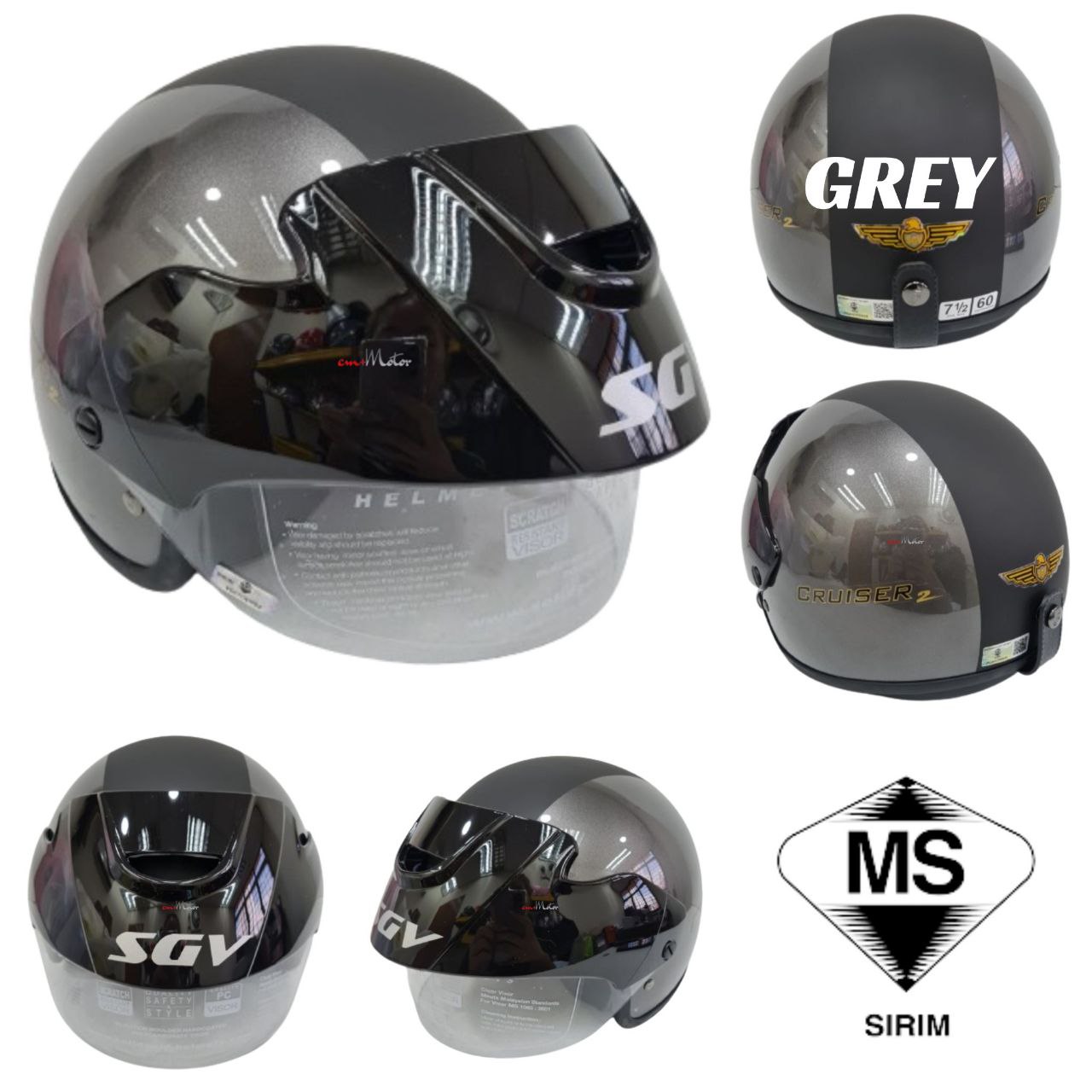 SGV CRUISER HELMET 100% ORIGINAL SIRIM Motorcycle Half Helmet Kura Topi ...