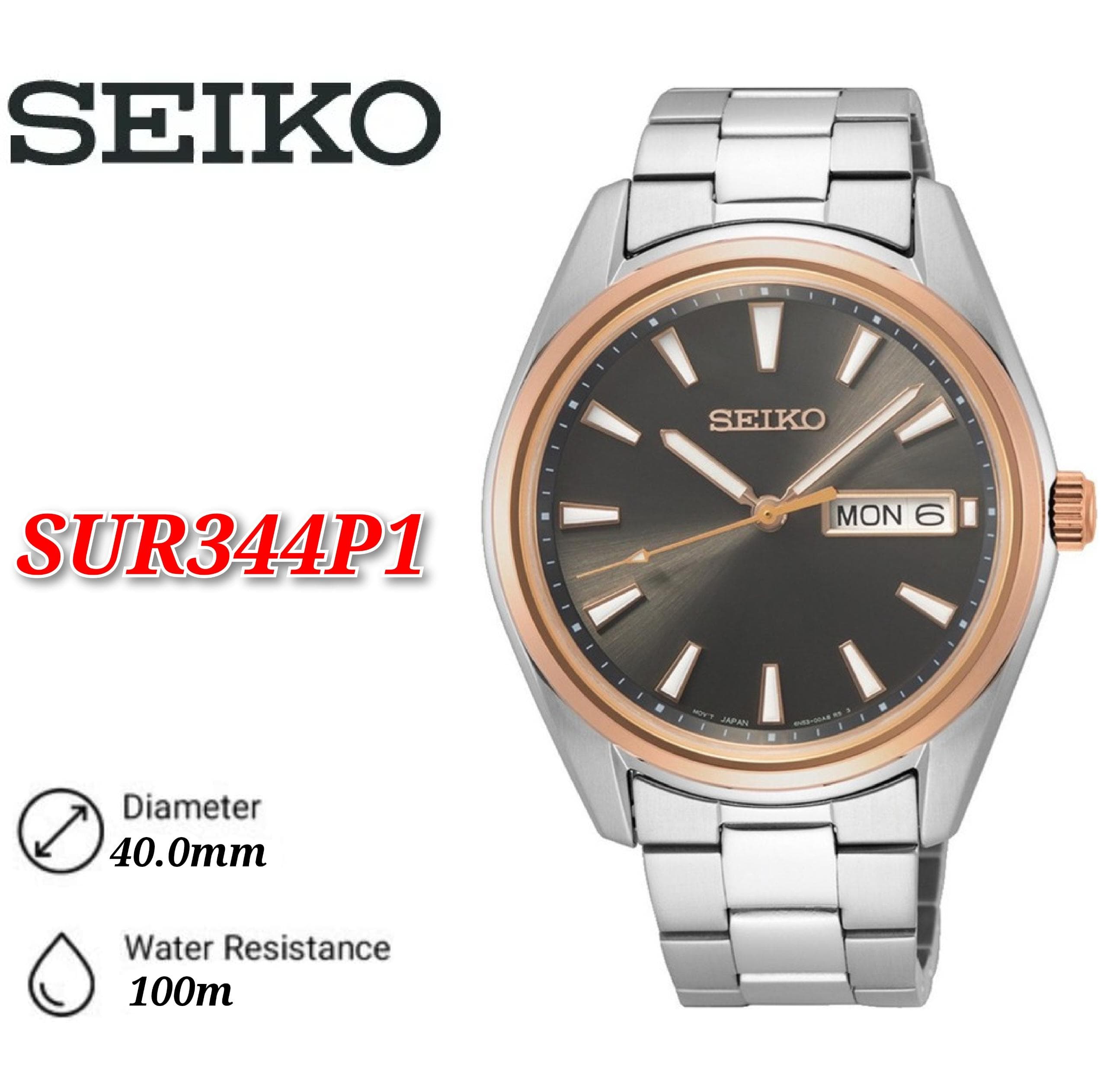 Seiko Classic Sapphire Crystal Quartz SUR344 SUR344P1 SUR344P 100M Men ...