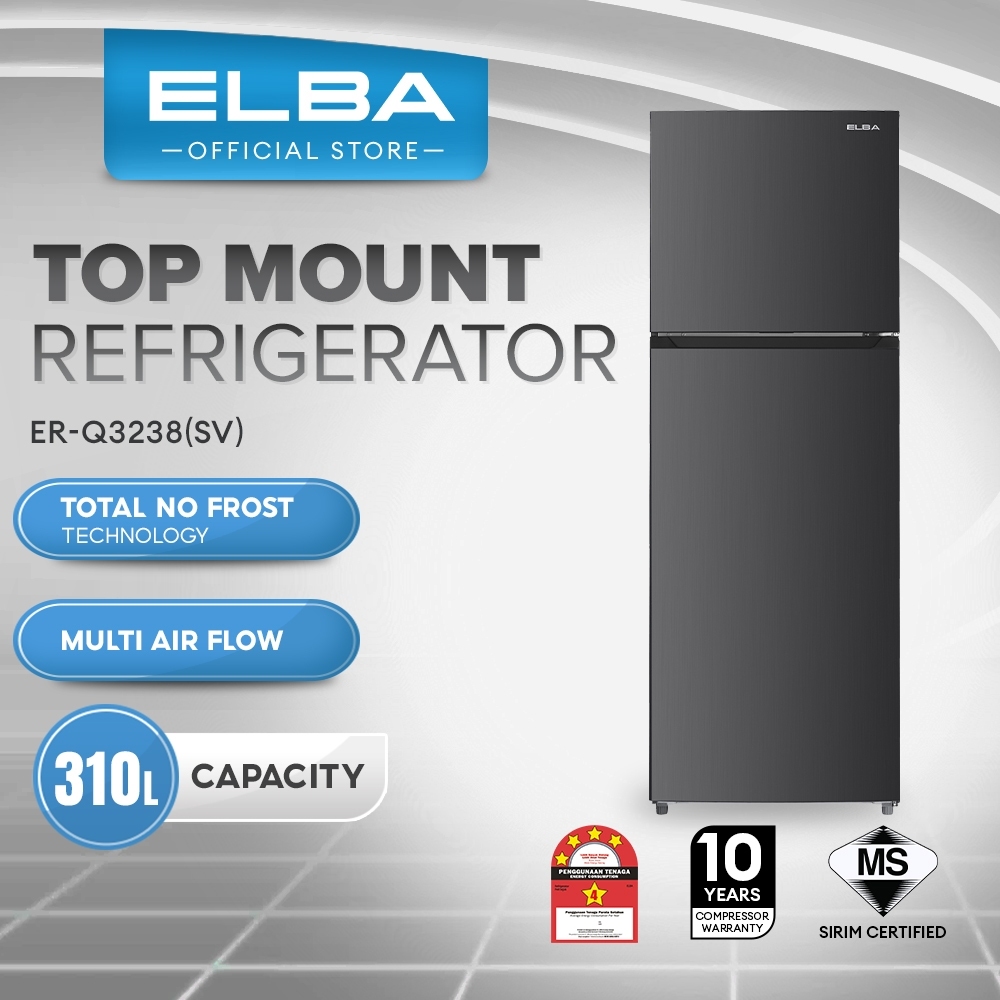 ELBA Peti Sejuk 2 Pintu Refrigerator Fridge 310 Litre No Frost ER-Q3238 ...