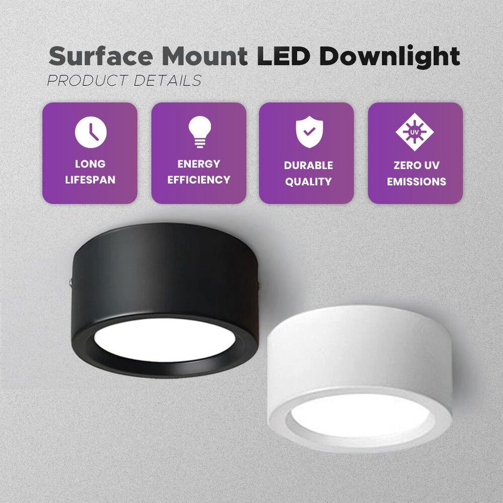 12W 20W 28W 4″/5.5″/7″ BLACK/WHITE LED SURFACE DOWNLIGHT LAMPU LED ...