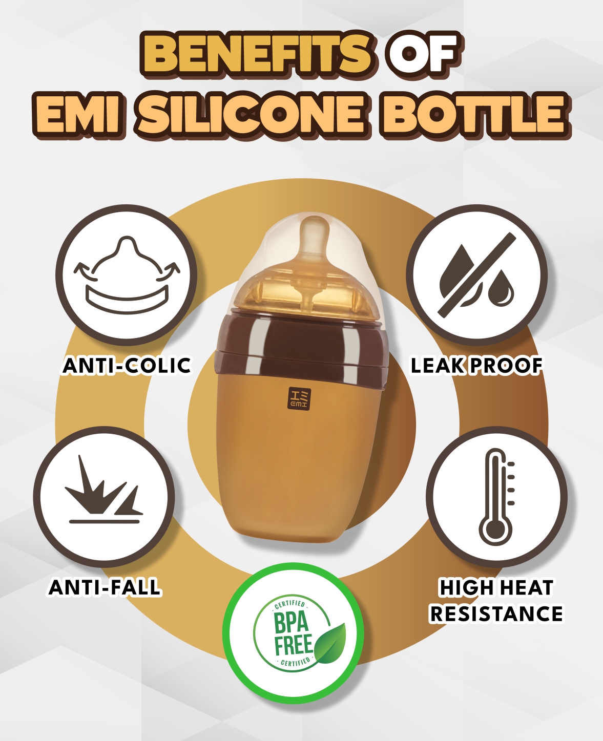 【Free Gift】Baby Feeding Bottle Silicone EMI Botol Susu Newborn Wide Neck Anti Colic Milk Bottle ...