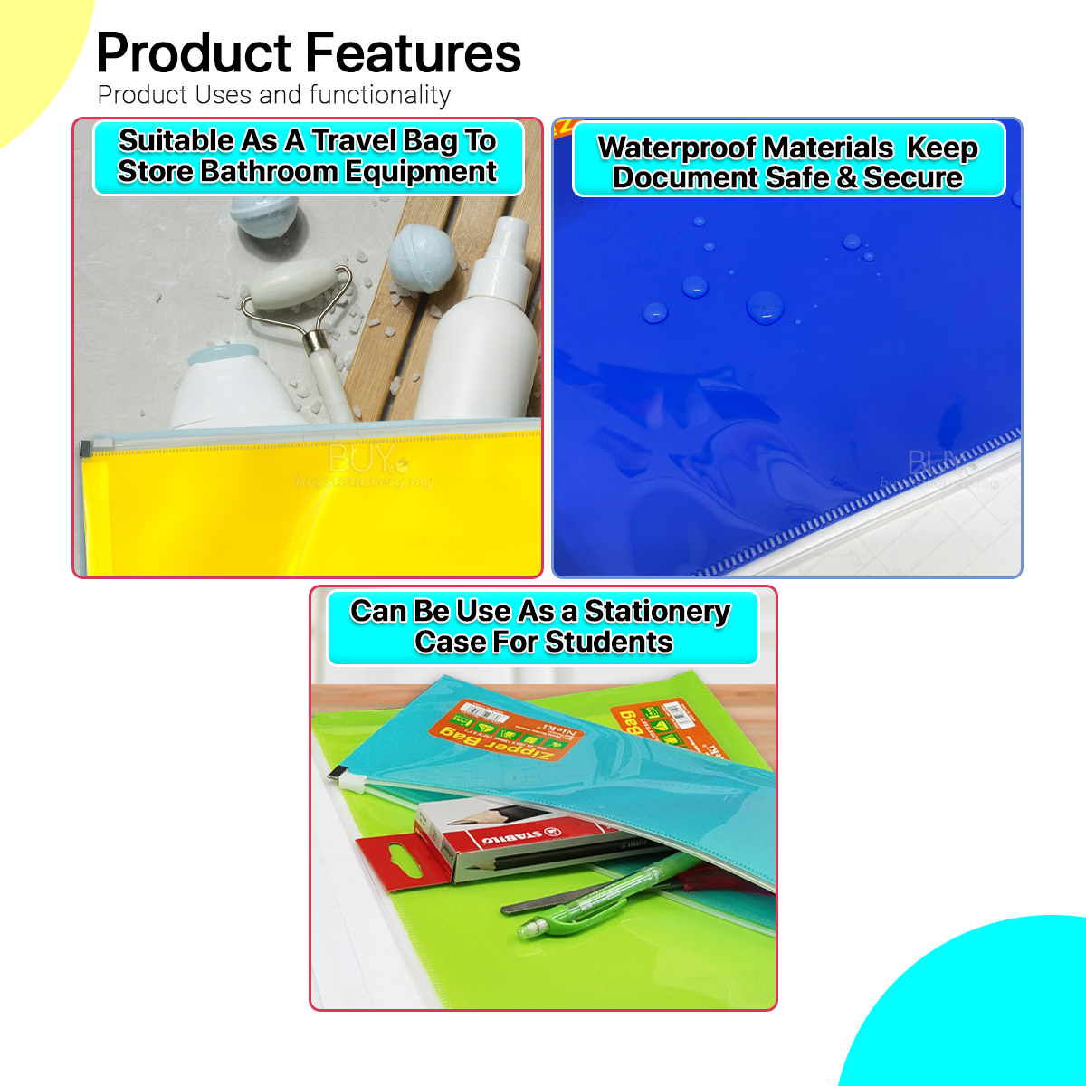 Nieki PVC Zip Lock Waterproof Bag File Folder - (1s/Pcs) Travel Bag ...