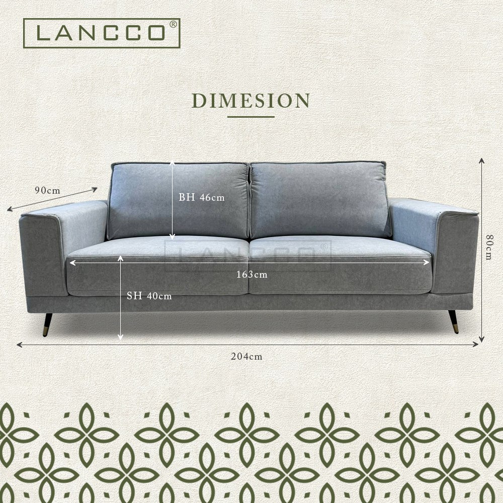 LANCCO Sofa 3 seater Easy Clean Fabric Modern Minimalist | Shopee Malaysia