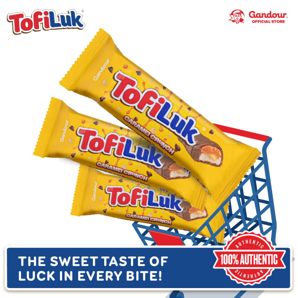 Tofiluk Caramel Crunch Chocolate Bar 33g - 1 Box (Pack of 12) (Produk ...