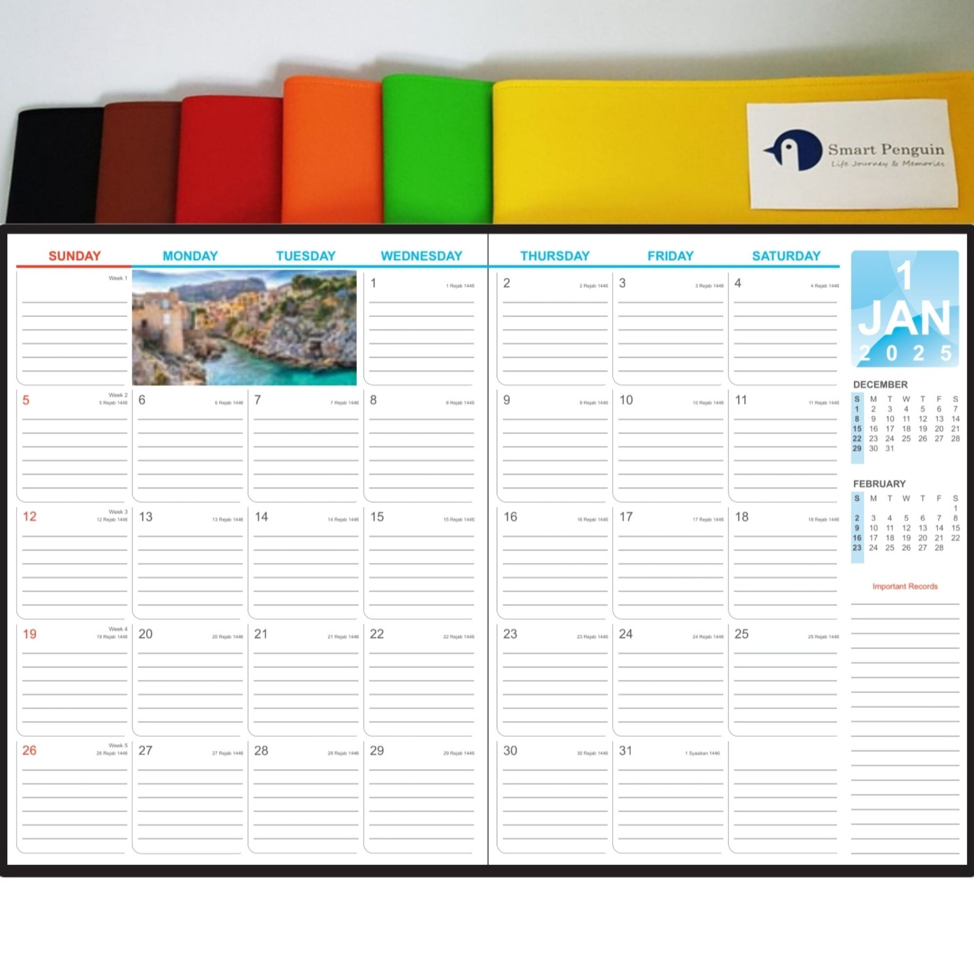A4 A5 Size 2025 Corporate Planner Diary Desk Table Planner with Islamic ...