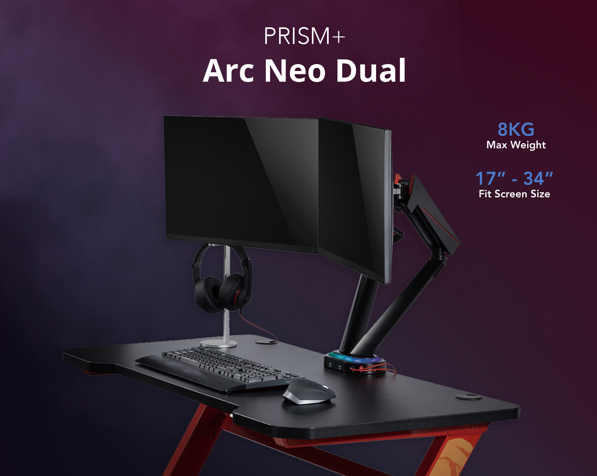 PRISM+ Arc Neo Dual Monitor VESA RGB Monitor Arm | Shopee Malaysia