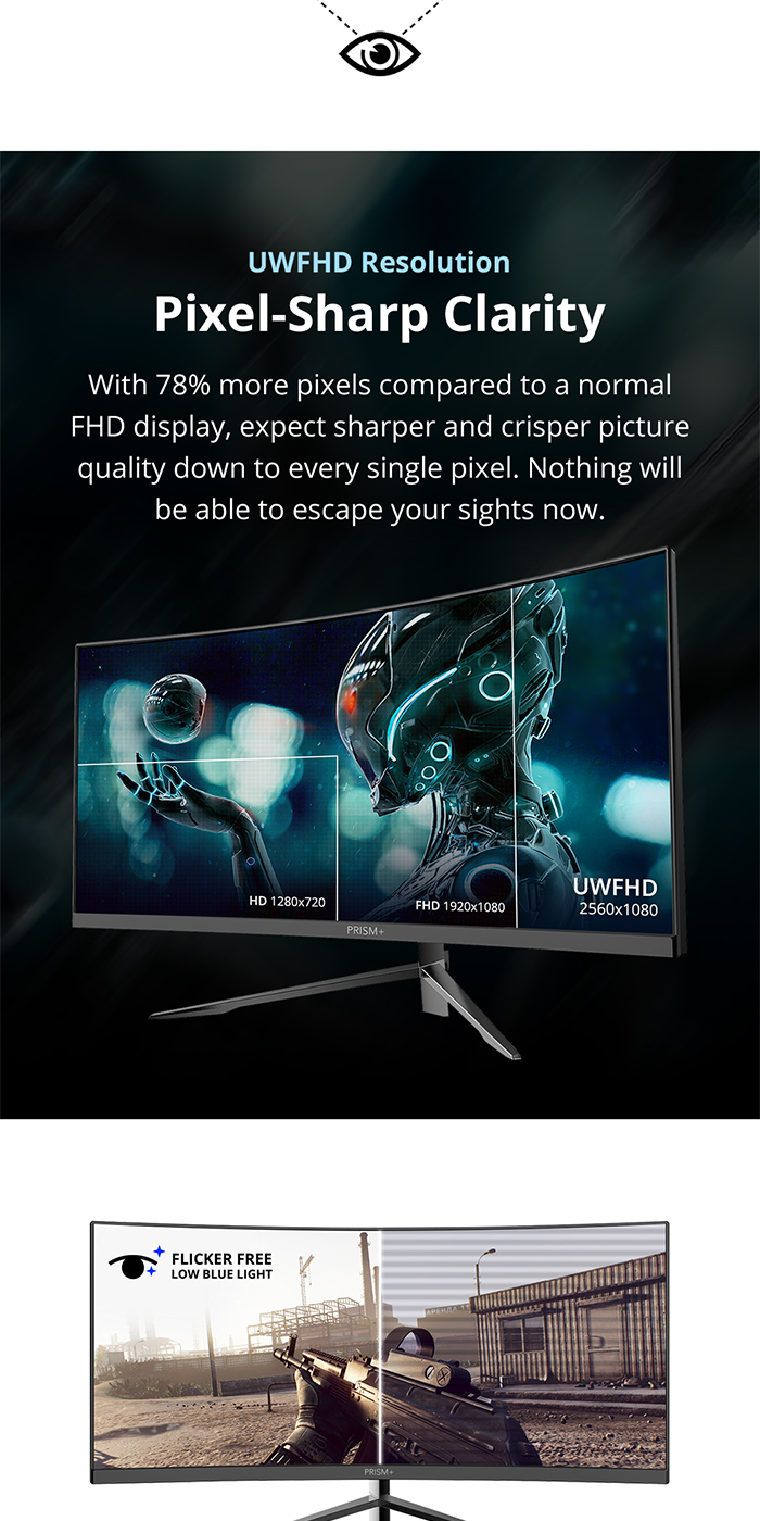 PRISM+ X300 30" 200Hz 1ms Curved Ultrawide 21:9 [2560 x 1080] Adaptive ...