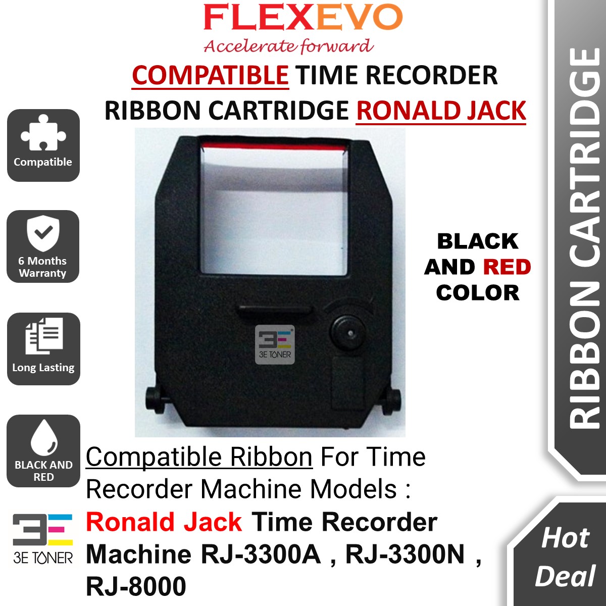 Compatible Ronald Jack 3300 Black Time Recorder Ribbon Cartridge Black ...