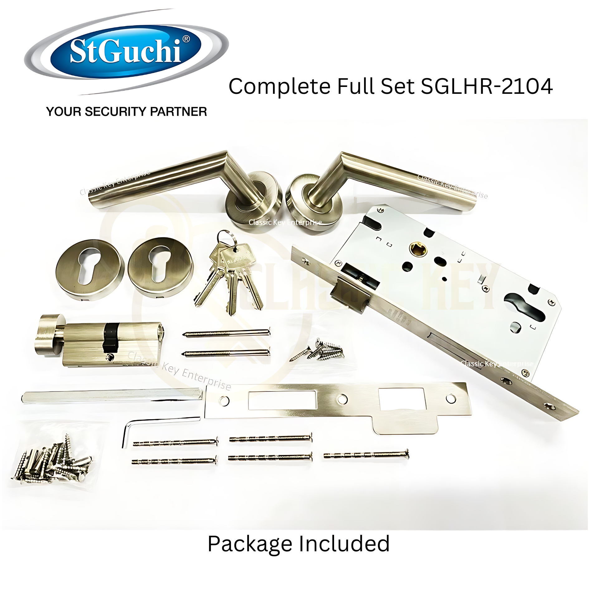 St Guchi mortise door lock lever handle SGLH-2104 SIRIM Approved Matt ...
