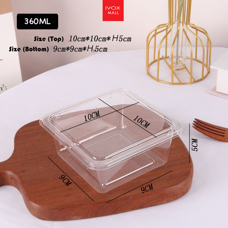 400ml Empatsegi Square Transparent Plastic Cup with Lid Square Food ...