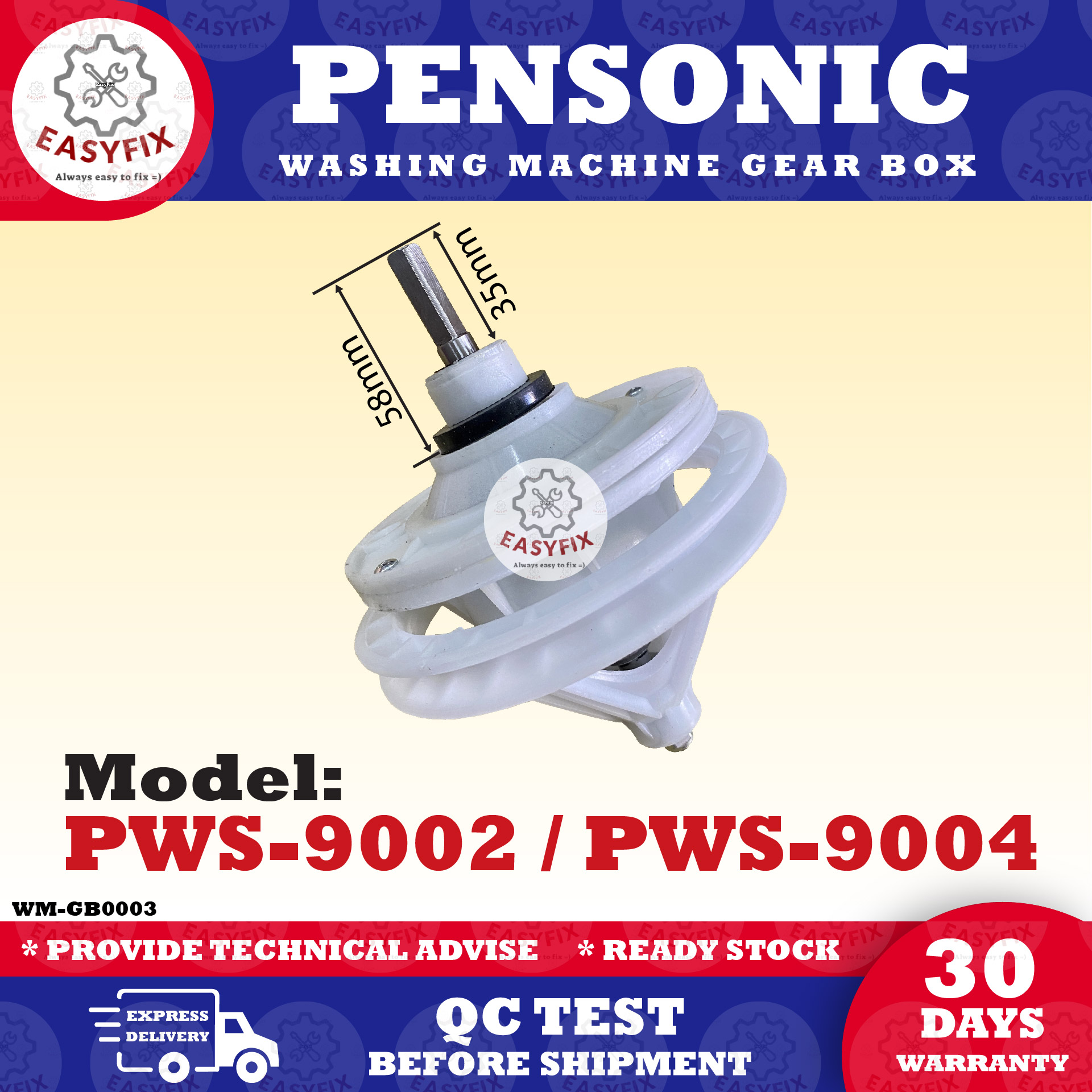 PWS-9002 / PWS-9004 PENSONIC SEMI-AUTO WASHING MACHINE GEAR BOX GEARBOX PWS9002 PWS9004 PWS 9002 ...